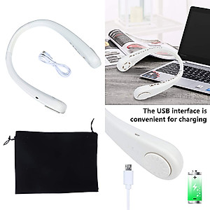 VIGIND Hands Free Neck Fan 360° Lazy Neckband Fan USB Rechargeable Battery Operated Hanging Personal Fan Adjustable Wind 3 Speed Silent,Bladeless Necklace Fan for Outdoor Sports Travel,With a bag
