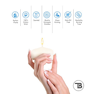 TB Decoration Scented Floating Candles 3 Inch for Centerpieces Water Candles Vanilla scented Set of 12 for Wedding Outdoor Events |Up to 11 Hour| Pool Romantic Dinner Party ceremony (Vanilla)