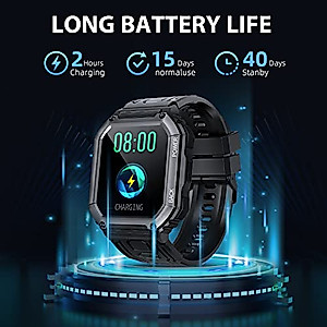 Hemisol Military Smart Watches for Men,5ATM Waterproof Outdoor Fitness Tracker with Bluetooth Call(Answer/Make Calls),1.8" Smart Watch with Sleep Monitor for Android iPhone