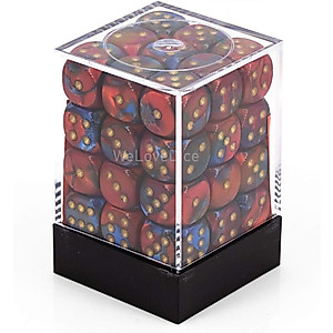 Chessex DND Dice Set D&D Dice-12mm Gemini Blue, Red, and Gold Plastic Polyhedral Dice Set-Dungeons and Dragons Dice Includes 36 Dice – D6