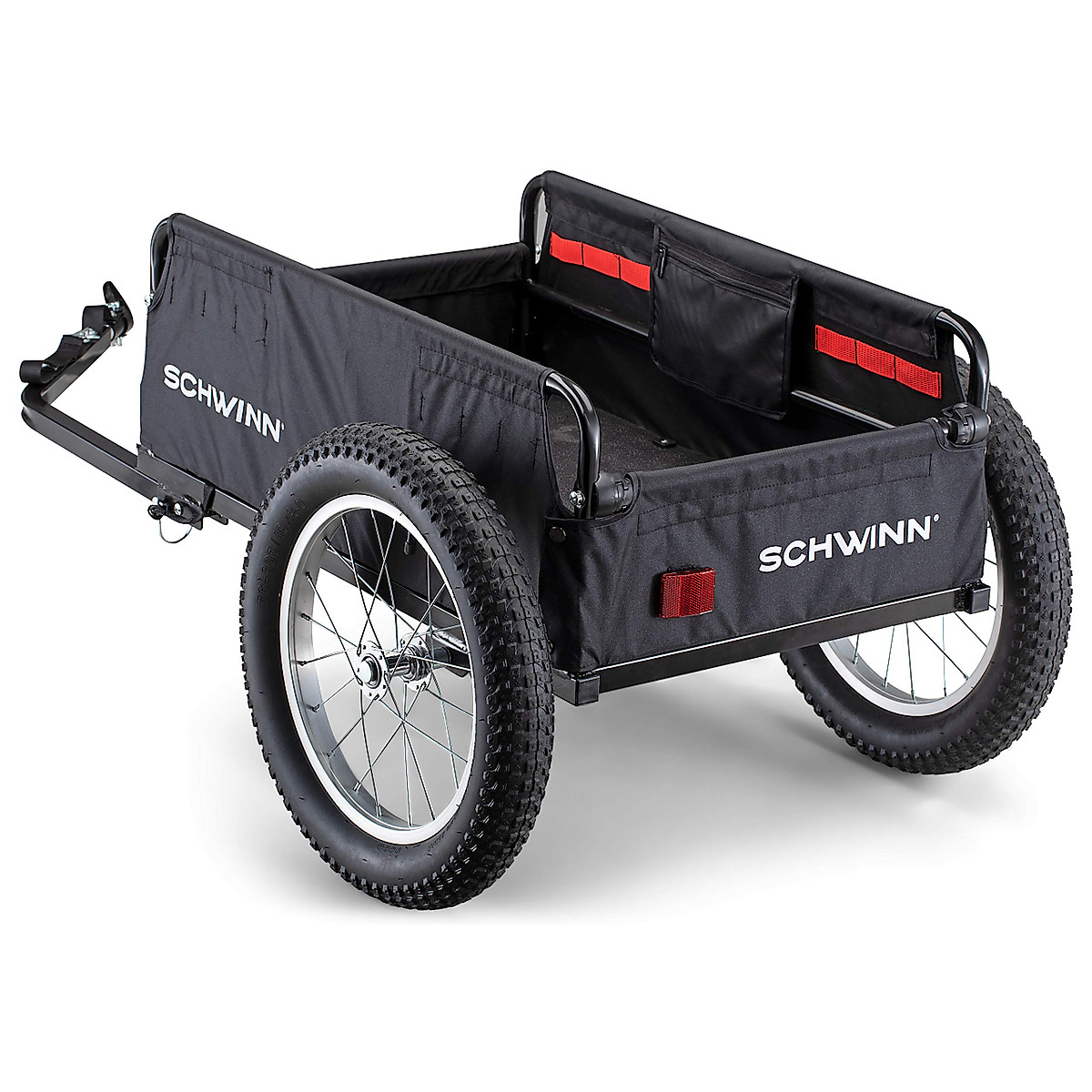 Schwinn Porter Cargo Trailer for Bike, 100 lbs. Max Weight Capacity, Collapsible Frame, Elasticized Mesh Net, Large Knobby Air-Filled Tires, Black