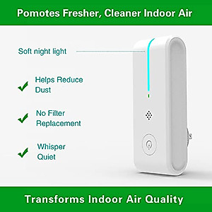 Pure Air - 3 Units-Mini Home Plug-in Air Purifier,Ionizer Air Purifier, Power Saving, Silent Suitable Portable Air Purifier for home, bathroom, living room, bedroom, hotel, pet room, toilet（White)