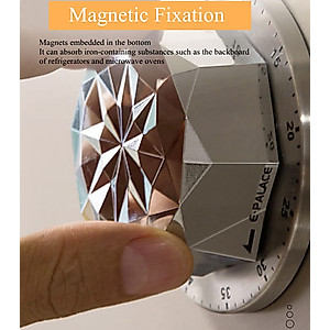 Mechanical Magnetic Kitchen Timer with Countdown Timer and Loud Alarm, Stainless Steel 1 Hour Visual Timer for Home Baking, Oven and Cooking