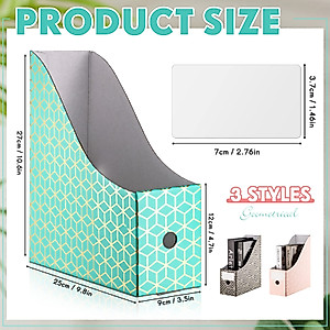 Sherr 12 Pieces Foldable Magazine File Holder with Label Holder Geometrical Accents Cardboard Magazine File Boxes with 24 Pcs Labels Classroom Magazine File Organizers for Office Mailrooms Storage