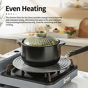 Heat Diffuser for Gas Stove, 11 Inch Aluminum Non-Stick Coating Gas Stove Diffuser with Anti-Scalding Handle, Simmer Plate for Gas Stove, Provides Uniform Distribution of Heat, Great for Simmering