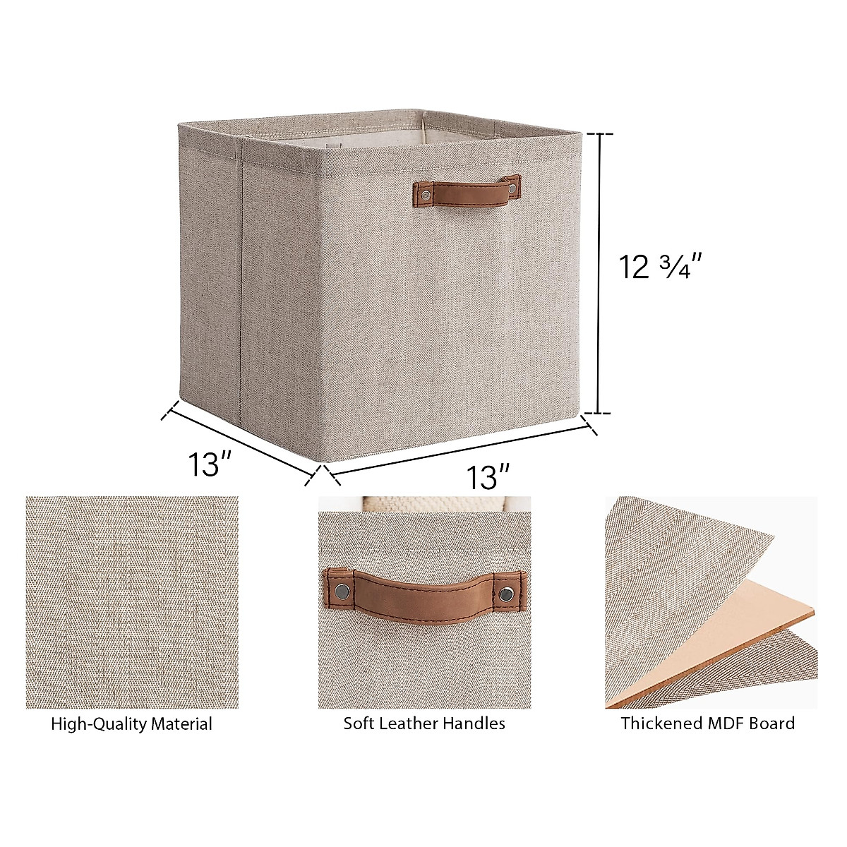 StorageWorks Storage Baskets for Shelves and Fabric Storage Box with PU Handles