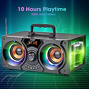 Portable Bluetooth Speaker with Lights,Transparent Wireless Bluetooth Speaker,5.0 Portable Bluetooth Speaker with LED Light, Perfect Mini Speaker for Shower, Room, Bike, Car (Brown)