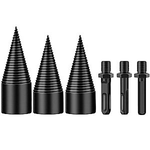 ULTECHNOVO Wood Splitting Drill Bit Firewood Chopper Drill Bits Firewood Log Splitter Heavy Duty Wood Drill Screw Cone Driver Kindling Splitter for Electric Drill 42mm 3pcs