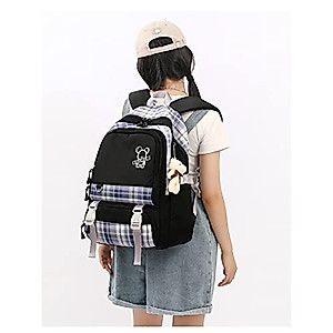 MeganJDesigns Cute Aesthetic Backpack for Teens Girls Boys College High Middle School Student Lightweight Book Bag Casual Kawaii Daypacks (E-Black Aesthetic Backpack)