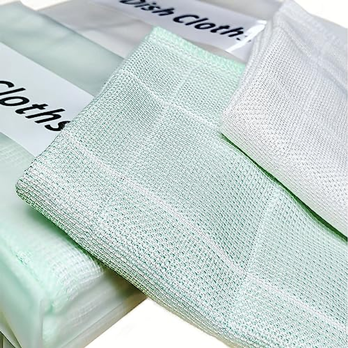 bapocsc Kitchen Dish Cloths Dish Towels Absorbent Non-Stick Bamboo Fiber Stain Removal Cleaning Cloths Dish Rags for Washing Dishes,12x12 Inches,7-Pack (White)