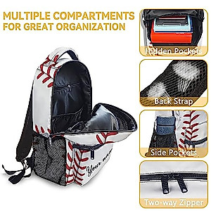 COOPASIA Personalized Baseball Backpack for Boys, 16 Inch Sports Theme Backpack for School, Adjustable Straps, Durable, Lightweight Bookbag for Kids