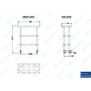 Stainless Steel Work Table with 2 Shelves with Casters | Metal Utility Table | Commercial & Residential NSF Utility Table (Stainless Steel Table with 2 Shelves, 30" Long x 14" Deep)