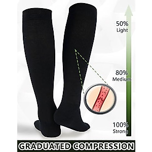+MD 3 Pairs Light Compression Socks for Women & Men,Viscose for Bamboo 8-15mmHg Soft Support Scoks for Pregnant Nurses Travel 10-13 Black