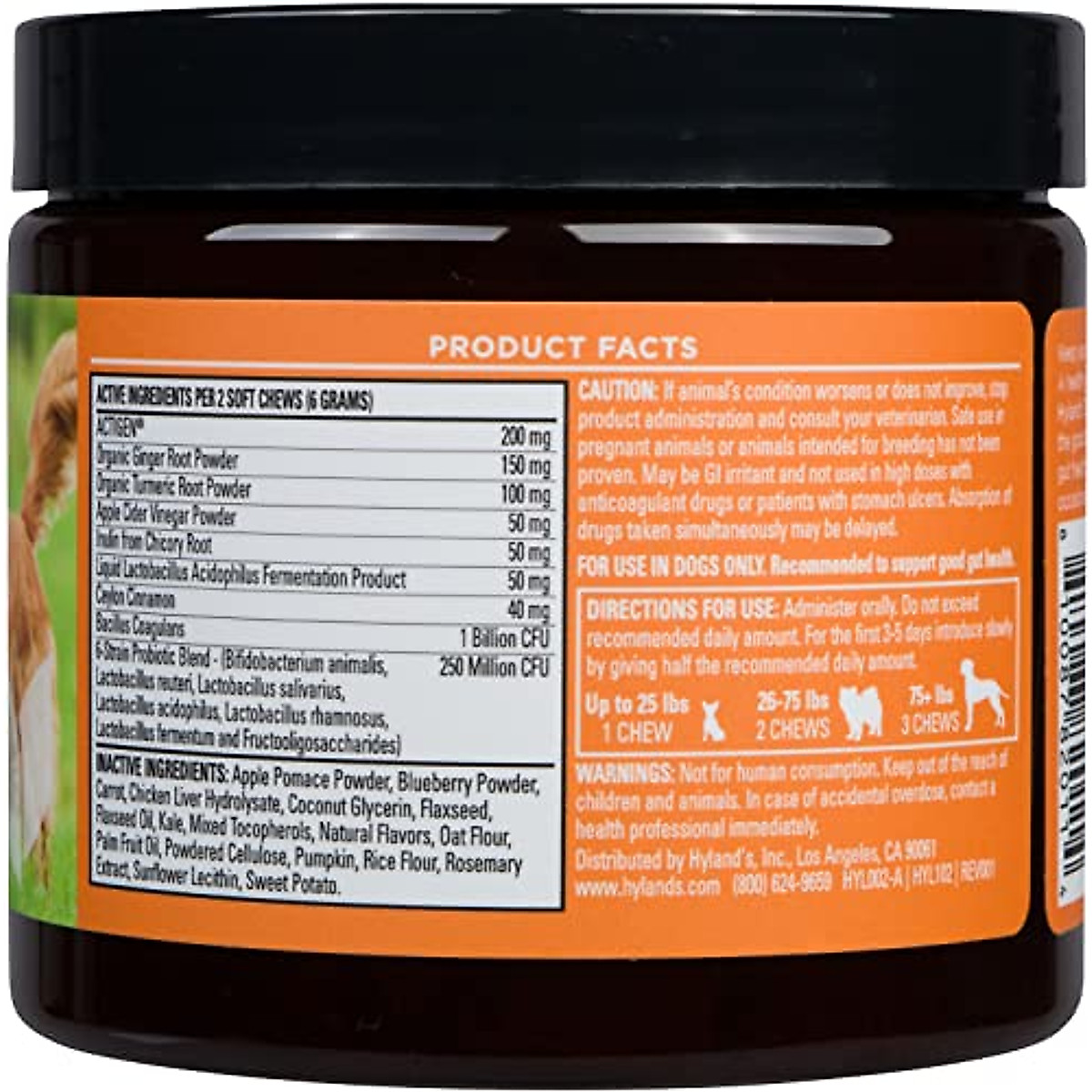 Hyland's Naturals - Probiotics for Dogs - Total Gut Health - with ACTIGEN PREBIOTIC and Organic Ginger Root, 90 Soft Chews