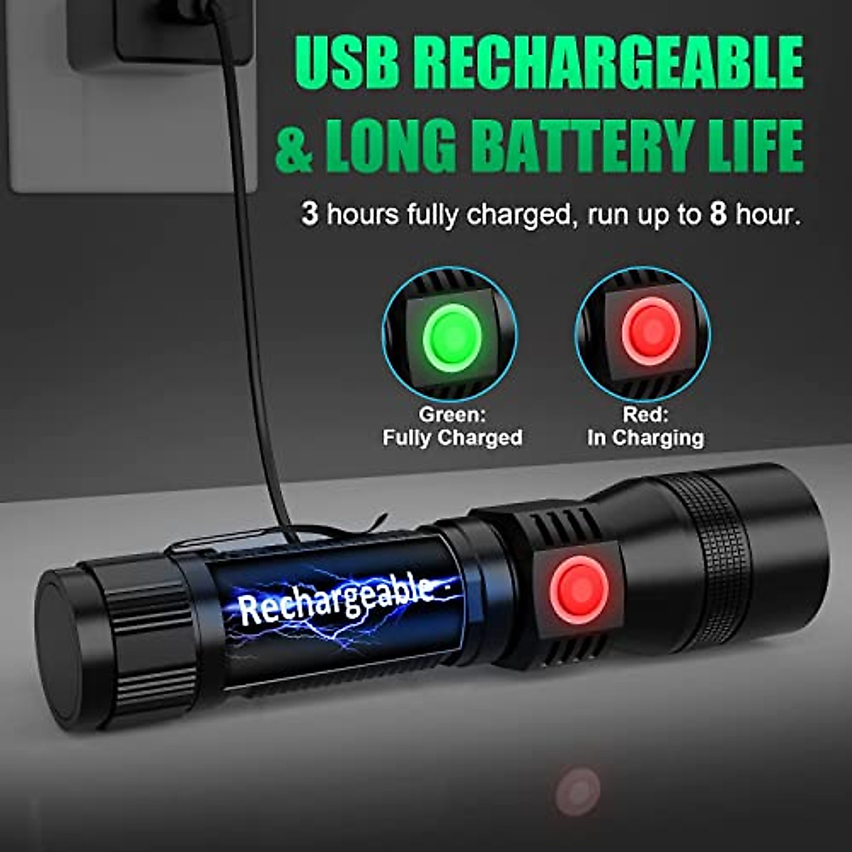 AdamStar UV Flashlight Black Light, 3-in-1 Magnetic Flashlight Rechargeable, 1000 Lumen Tactical LED Flashlight, 7 Modes Waterproof UV Light Flashlight for Camping Emergencies Pet Urine Detection