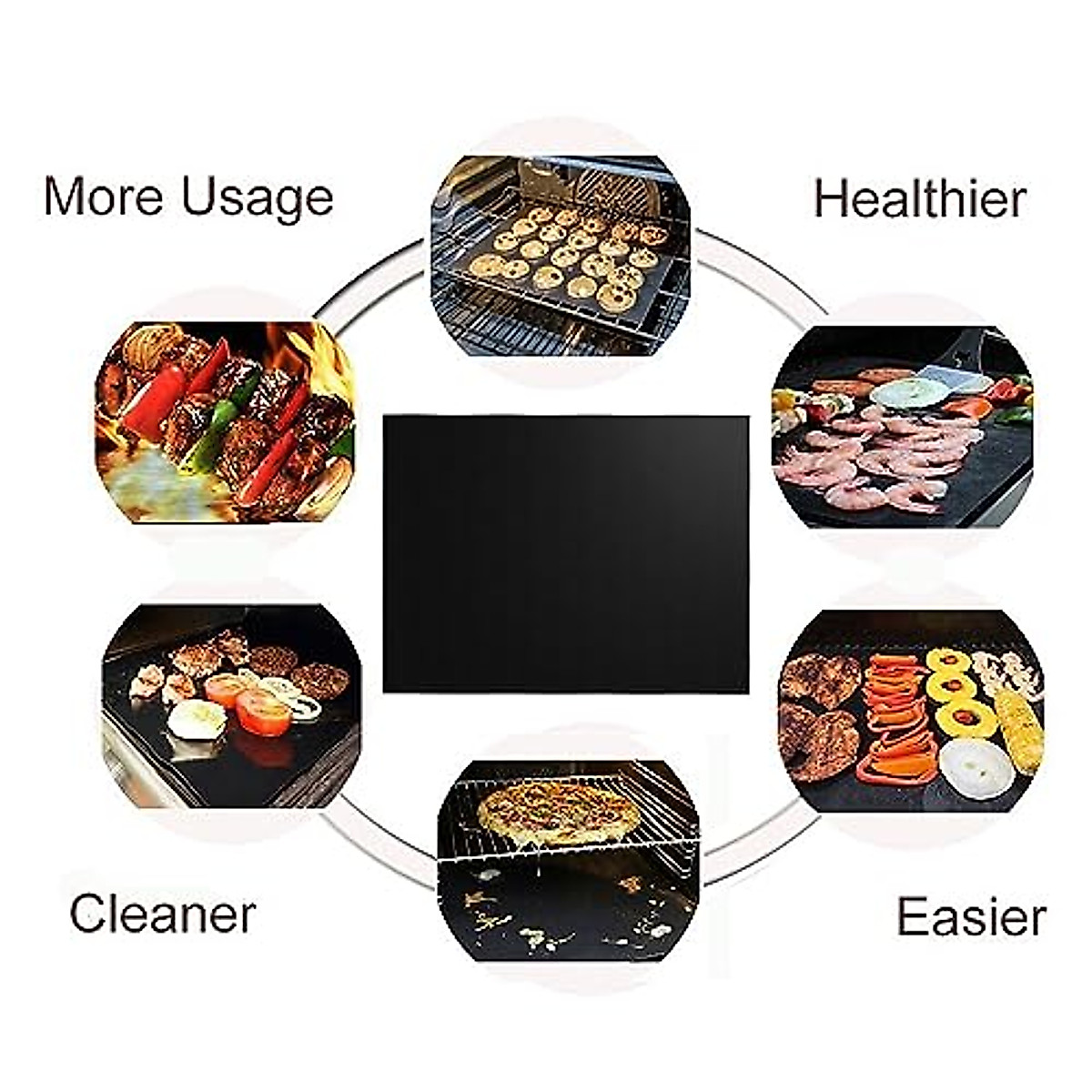 lamphle Grill Matt for Outdoor Grill, 3Pcs Grill Mat 12x10 Inch Fine Hole Even-Heat Non-stick BBQ Mat for under BBQ, Easy to Clean Reusable Grill Mats for Outdoor Grill 3pcs