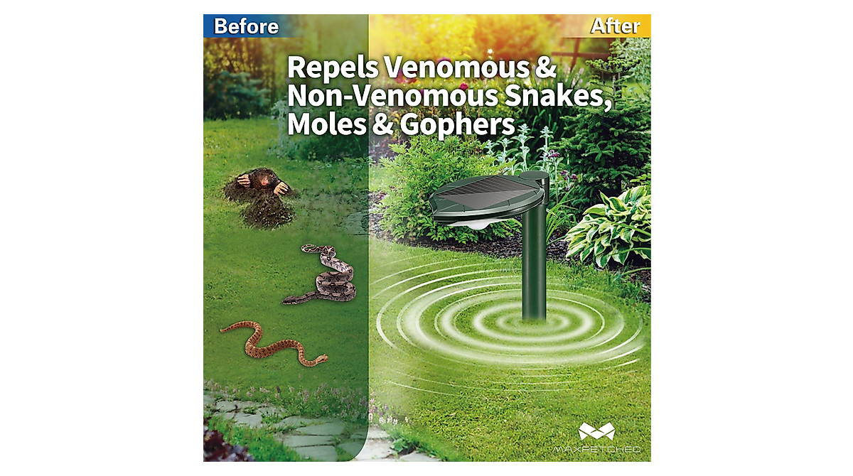 maxfetched Solar Snake Repellent Ultrasonic Outdoor with LED Light ...