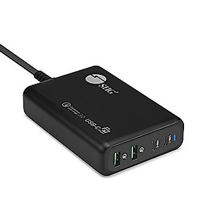 SIIG 4 Port 100W USB-C Charging Station, 2X USB C, 2X USB Type-A, PD & QC 3.0 Combo Charger for Laptop and Mobile Devices, Black (AC-PW1N11-S1)