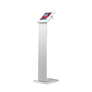 Locking Floor Stand - CTA Premium Large Locking Floor Stand Kiosk with Steel Body and Heavy-Duty Locking Enclosure with Keys for iPad Pro 12.9", Surface Pro 3, 4, 5, 6, 7, 8, X (PAD-PLSW) - White