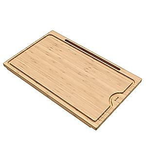 Kraus Solid Bamboo Cutting Board with Mobile Device Holder for Standard Kitchen Sink or Countertop (19 1/2 in. x 12 in.), KCBT-103BB