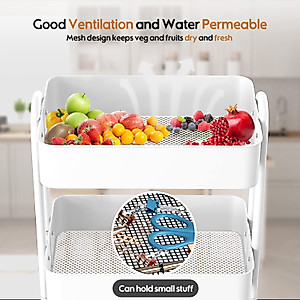 Ceayell 3-Tier Metal Rolling Storage Cart Heavy Duty Utility Cart Organizer with Lockable Wheels