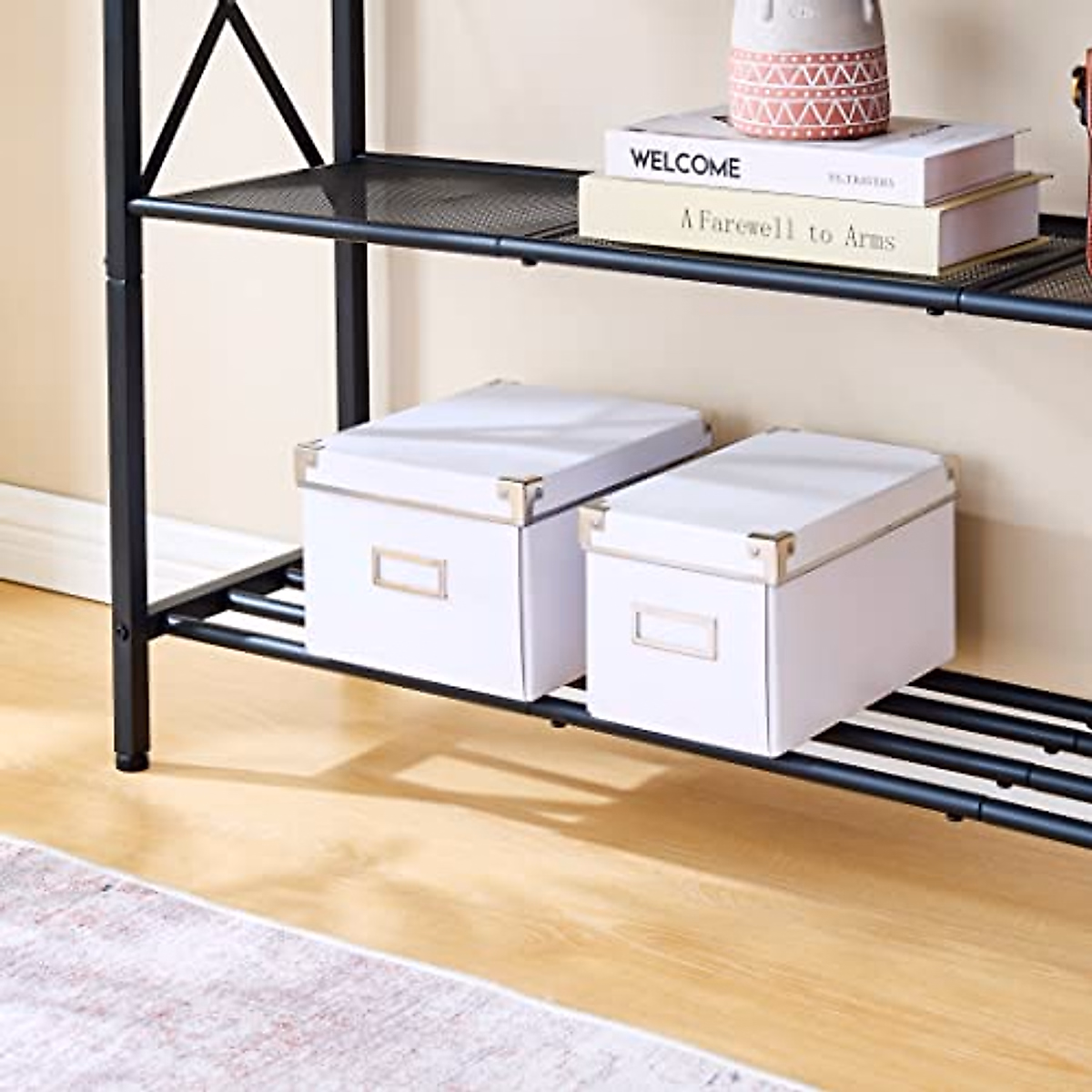 Hoctieon Industrial Console Table, 3 Tier Entryway Table, Hallway Table, Narrow Sofa Table with Shelves, Entrance Table for Entryway, Living Room, Foyer, Hallway, Office, Rustic Brown&Black