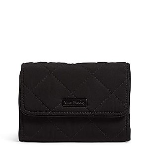 Vera Bradley Women's Performance Twill Riley Compact Wallet With RFID Protection, Black, One Size