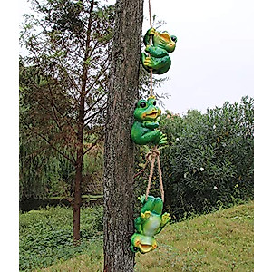 Set of 3 Cute Frog Figurines Hanging Animal Statue,Frolicking Frogs Hanging Garden Sculpture Decorative Outdoor Ornaments Décor,Best Indoor Outdoor Statues Yard Art Figurines for Patio Lawn House