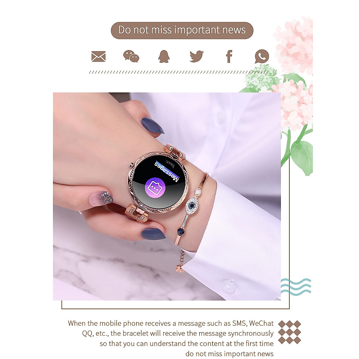 Smart Watches for Women Android Phone for Samsung IOS iPhone, IP67 Waterproof Smartwatches w/Blood Pressure Monitor, Bluetooth Activity Fitness Tracker Wristband Pedometer for Sleep, Silver