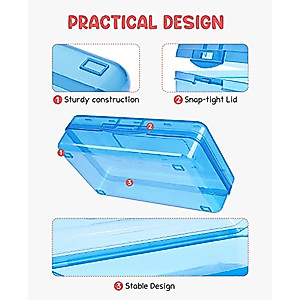 GAMENOTE Plastic Pencil Case Box with Lid Snap Closure, Large Capacity School Supplies Storage Organizer Box for Kids (1)