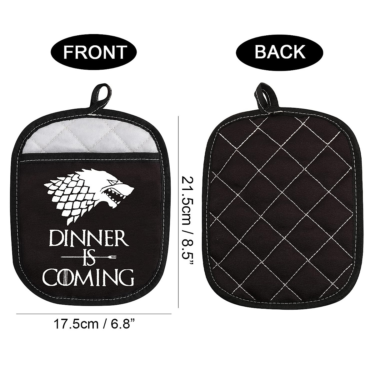 TV Show Inspired Funny Oven Pad Pot Holder with Pocket Dinner is Coming Baking Gift Cooking Gift (Dinner is Coming)