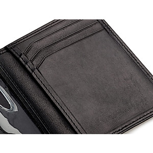 Stealth Mode Men's Slim Front Pocket Wallet - RFID Blocking, Thin Minimalist Bifold Design, Genuine Leather - ID Badge Window and 5 Sleeves for Money, Credit and Debit Cards, Driver's License - Black