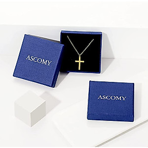 ASCOMY Silver Necklace for Women Silver Pendant Necklace 14K Silver Plated Shiny Twist Rope Chain Necklace CZ Cross Pendant Necklace Simple Necklace for women Girls Minimalist Jewellery Gift