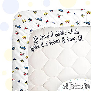 Frenchie Mini Couture, Cars, Boats, Planes Single Pack Fitted Crib Sheet – 100% Cotton, 28 x 52 x 8in