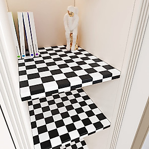 YENHOME Removable Checkered Wallpaper Small Checkered Peel and Stick Wallpaper Neutral Black and White Checker Contact Paper Waterproof Wallpaper for Bathroom Countertops Walls Thick Matte 17.7"X80"
