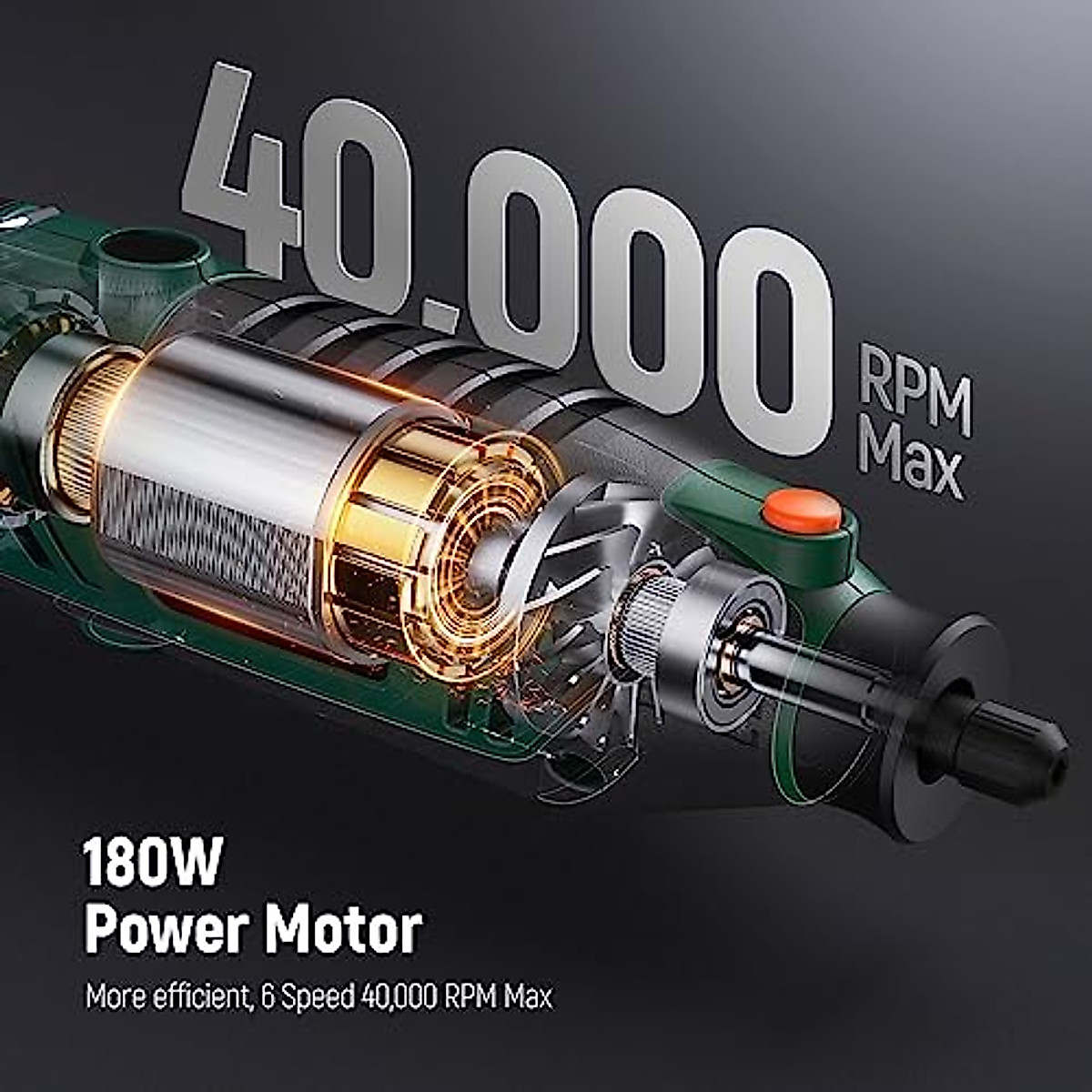 DEPSTECH Rotary Tool, 180W Power Multi Tools Kit 6 Variable Speed 40000RPM Max, Universal Keyless Chuck & Flex Shaft, 128Pcs Accessories Electric Drill Set for Carving, Drilling, Sanding, DIY Craft