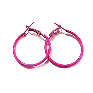Color Hoop Earrings Very Small Thin Hoop Earrings 1 Inch Hot Pink Hoop Earrings