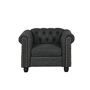 US Furnishing Living Room, Chair for Living Room Furniture Sets, Linen Fabric, Dark Grey (Chair)
