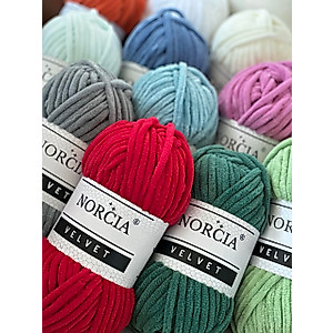NORCIA Soft Velvet Yarn Chenille Yarn for Crocheting Baby Blanket Yarn for Knitting Amigurumi Yarn Fancy Yarn for Crochet Weaving Craft