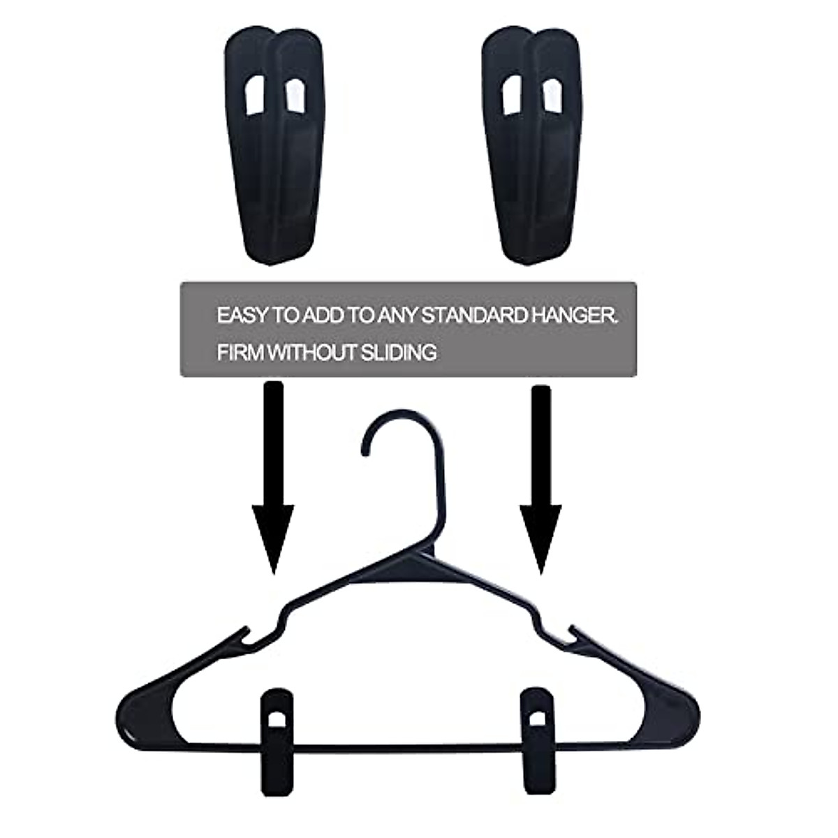 Velvet Hanger Clips for Velvet Hangers - 24 PCS Beige Non-Slip Velvet Clip for Pants Suit Skirt Hanger, Strong Velvet Clips Fit for Ivory Velvet Hangers (Black)