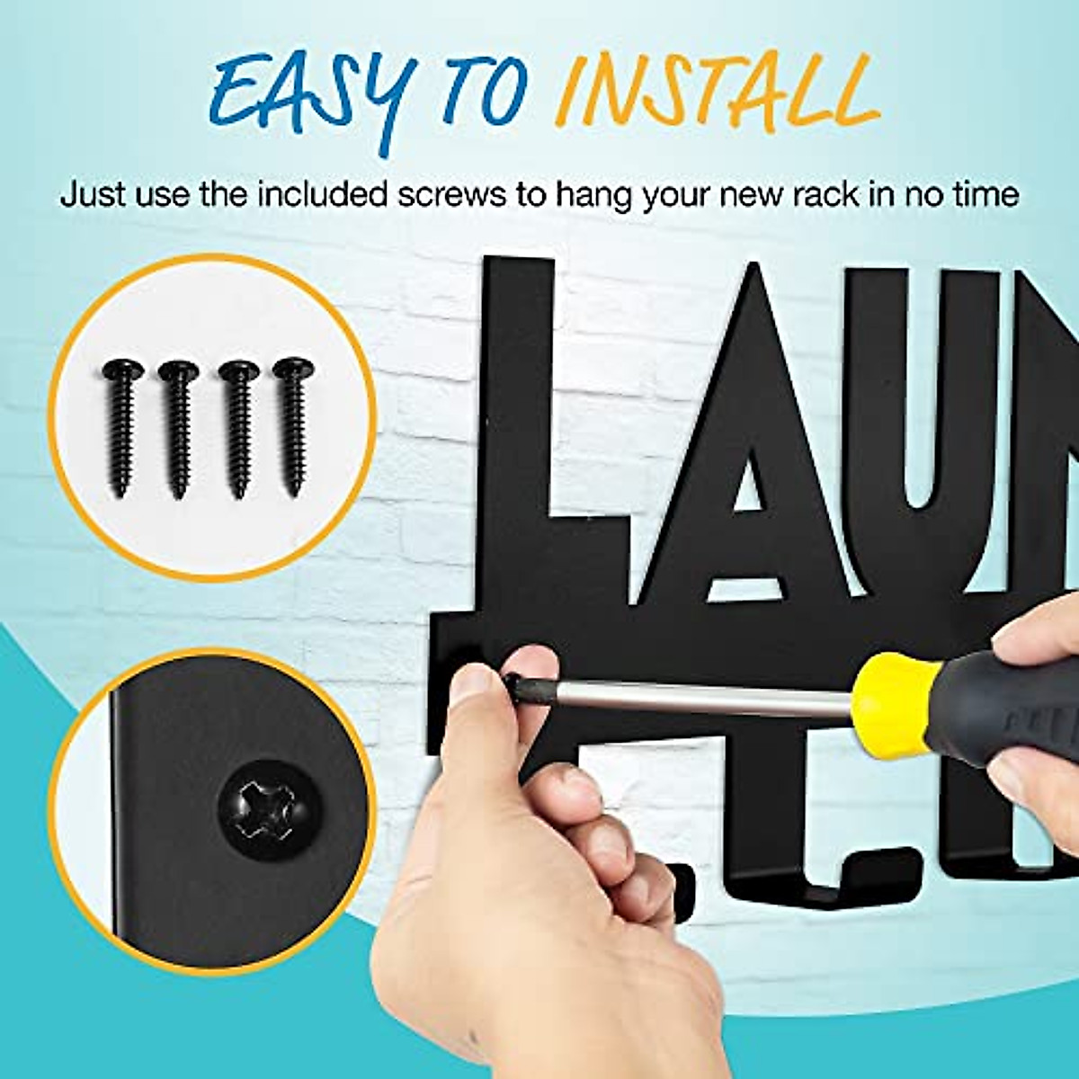 STAR SPLASH Large Laundry Room Towel Rack - Laundry Room Decor and Accessories - Laundry Signs for Laundry Decor - Perfect Mudroom Laundry Room Sign and Laundry Room Wall Decor - Laundry Wall Decor