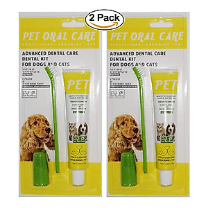 Puppycute 2 Pack Pet Toothbrush and Toothpaste for Dogs & Cats, Best Soft Silicone Pet Finger Toothbrush for Small Dogs Puppy Doggy, Dog Toothpaste Beef Flavor