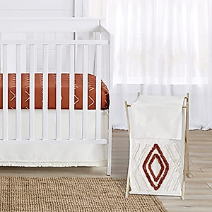 Sweet Jojo Designs Boho Diamond Baby Kid Clothes Laundry Hamper - Ivory Burnt Orange Rust Off White Diamond Tufted Modern Bohemian Farmhouse Southwest Shabby Chic Designer Tribal Gender Neutral