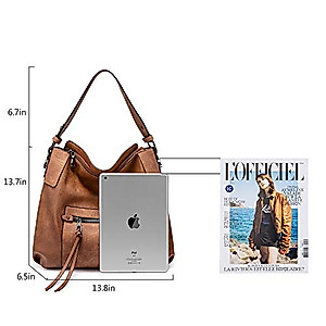 Realer Hobo Bag Women Purse Handbag Large Crossbody Bag Womens Shoulder Bag (Brown)