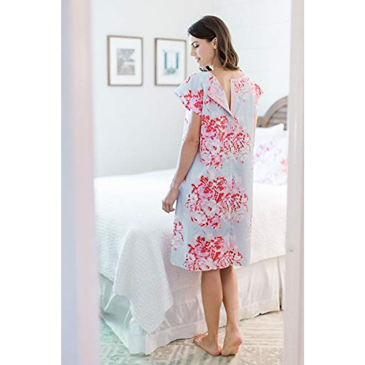 Gownies Designer Hospital Patient Gown, 100% Cotton, Hospital Stay (L/XL Size 10-16, Mae)