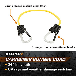 Keeper - 24” Carabiner Bungee Cord - UV and Weather-Resistant