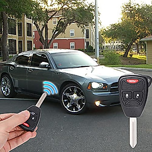 Flip Key Fob Blade Replacement Fit for 2004-2014 Dodge Dakota Durango Avenger Caliber Charger Magnum Nitro Ram 1500 2500 3500 Chrysler Aspen PT Cruiser Sebring Jeep Grand Cherokee Commander, Set 1