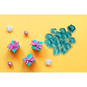 AllHeartDesires Teal Turquoise Blue Rose Flower Petals Beach Wedding Confetti Dinner Party Table Flower Girl Scatter Petals Anniversary Romantic Night Decoration (1,000)