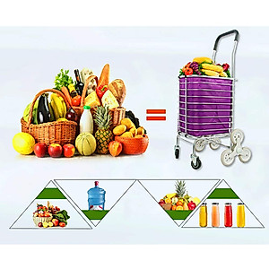 YGCBL Multifunction Portable Hand Trucks,Trolleyshopping Trolley Aluminum Alloy Foldable High Capacity Foam Wheel Mute, Load 30 Kg, 6 Wheels,B