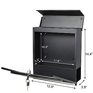 Lockable Mailboxes with Keys,Outdoor Wall Mounted Mail Box with Large Capacity,14 3/10" x 4 1/10" x 13",White